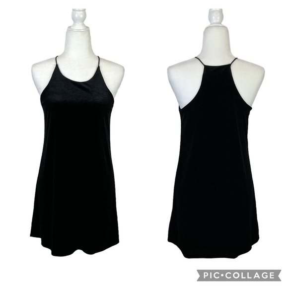 Vintage | Dresses | Vintage Velvet Black Racer Back Slip Dress In Size ...